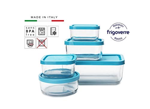 Bormioli Rocco Frigoverre Set of 5 Glass Food Storage Container Transparent 388840-SK5 Transparent