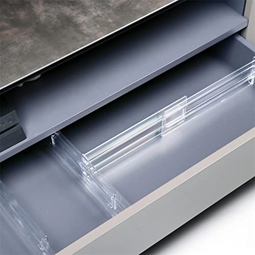 4PC Drawer Dividers Organizers, Adjustable Kitchen Drawer Organizer Clear Drawers Separators, Expandable 11-19 Drawer Organizers for Clothing Kitchen Utensils and Office Storage, White