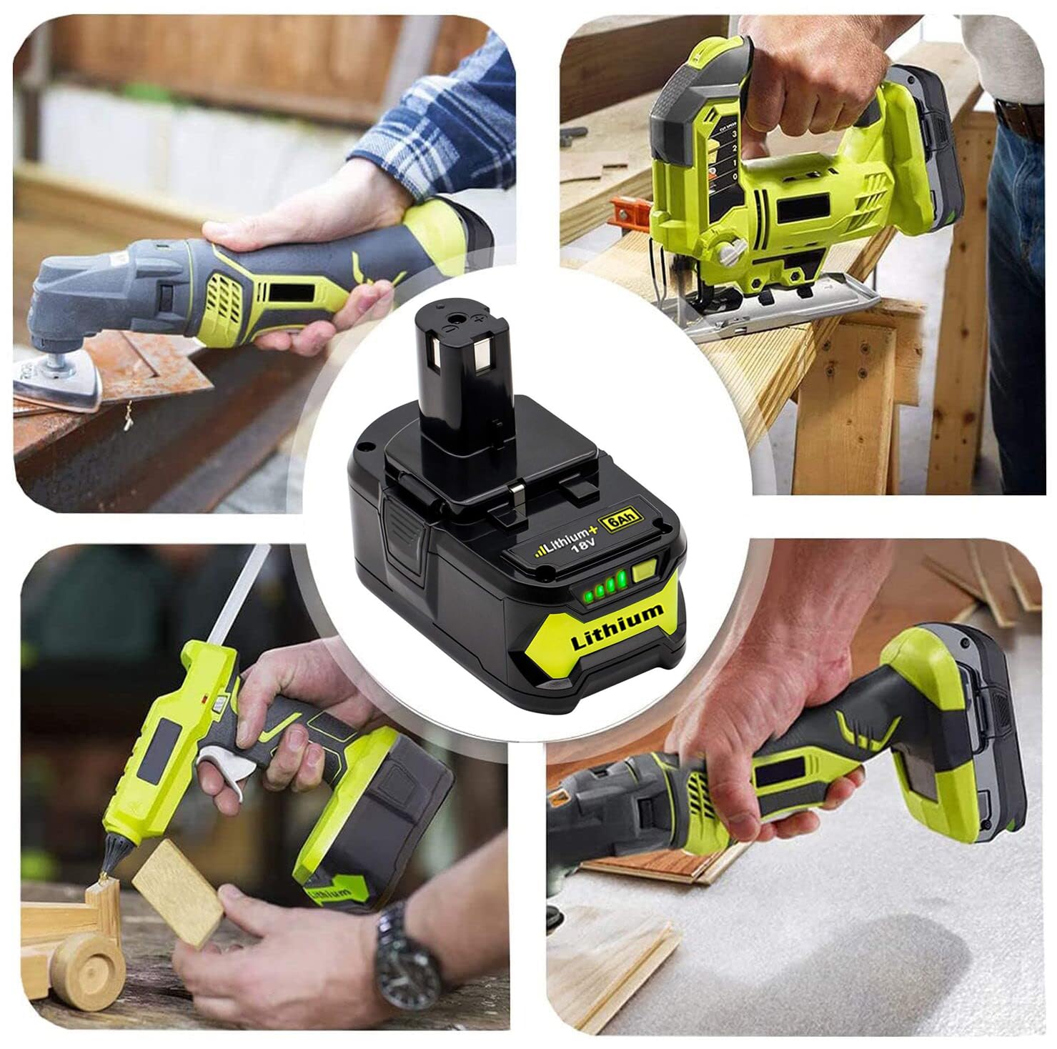 EOHJAR Ryobi battery 18V 6.0Ah 2Pack Replacement Battery for Ryobi 18Volt Cordless Power Tools Lithium-Ion Battery P102 P103 P105 P107 P108 P109 for Ryobi ONE+ Cordless Drill Tool (2Pack)