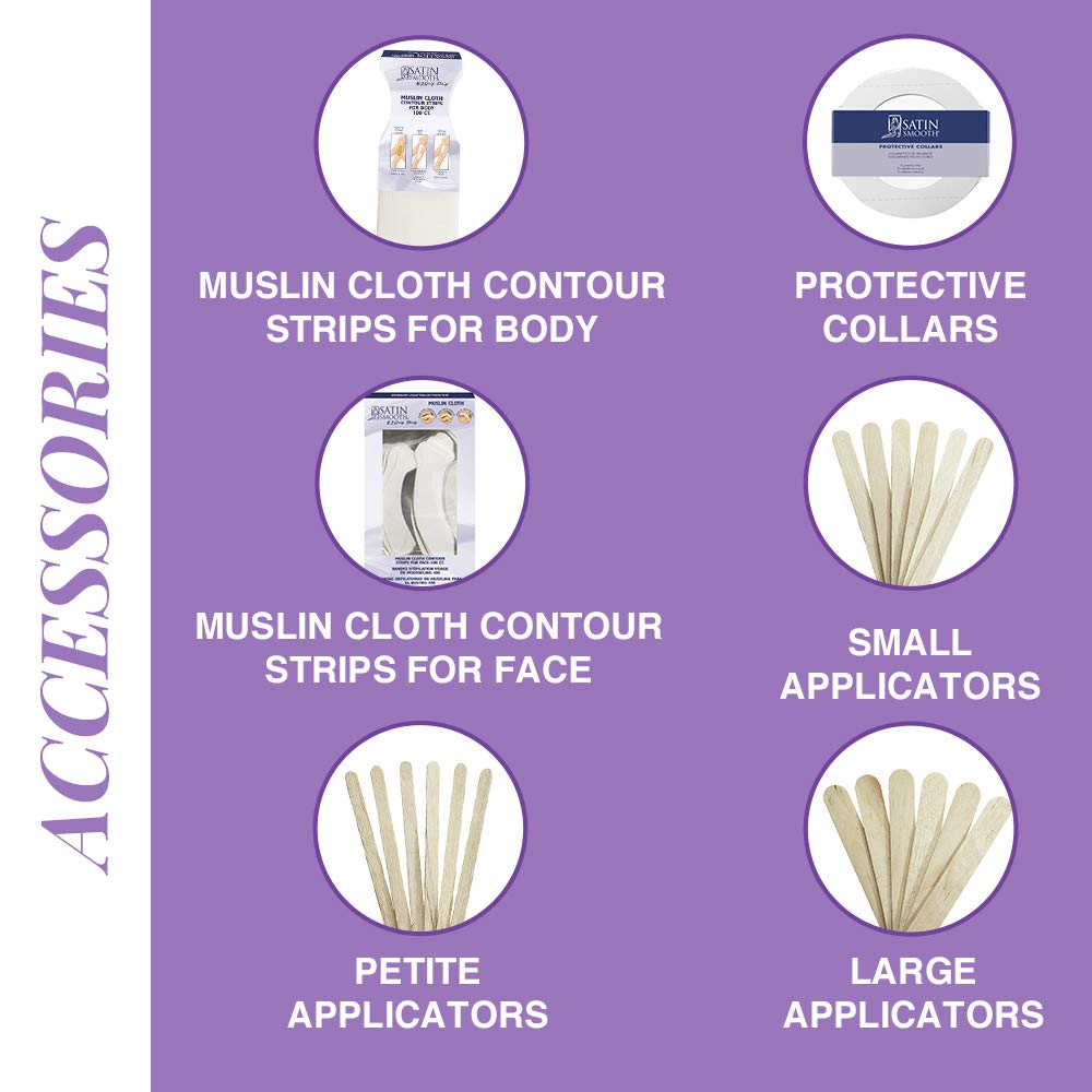 Satin Smooth Professional Single Deluxe Cream Wax Warmer Kit For Unwanted Facial And Body Hair Removal