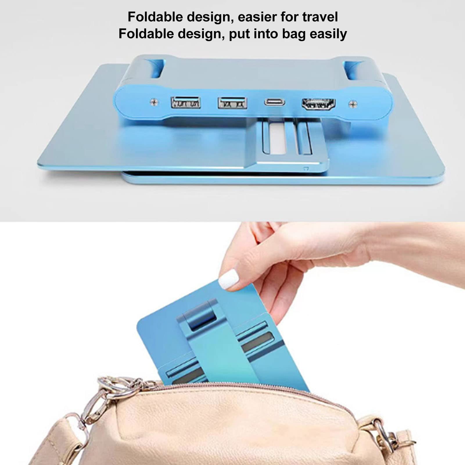 Acogedor 8 in 1 USB C Hub Stand Holder, with Foldable Tablet Stand, 1 4K 30Hz HD Multimedia Interface, 2 USB A, 1 USB C, 1 Storage/Memory Card Slot, 1 3.5mm Audio, 1 PD, 1 Host