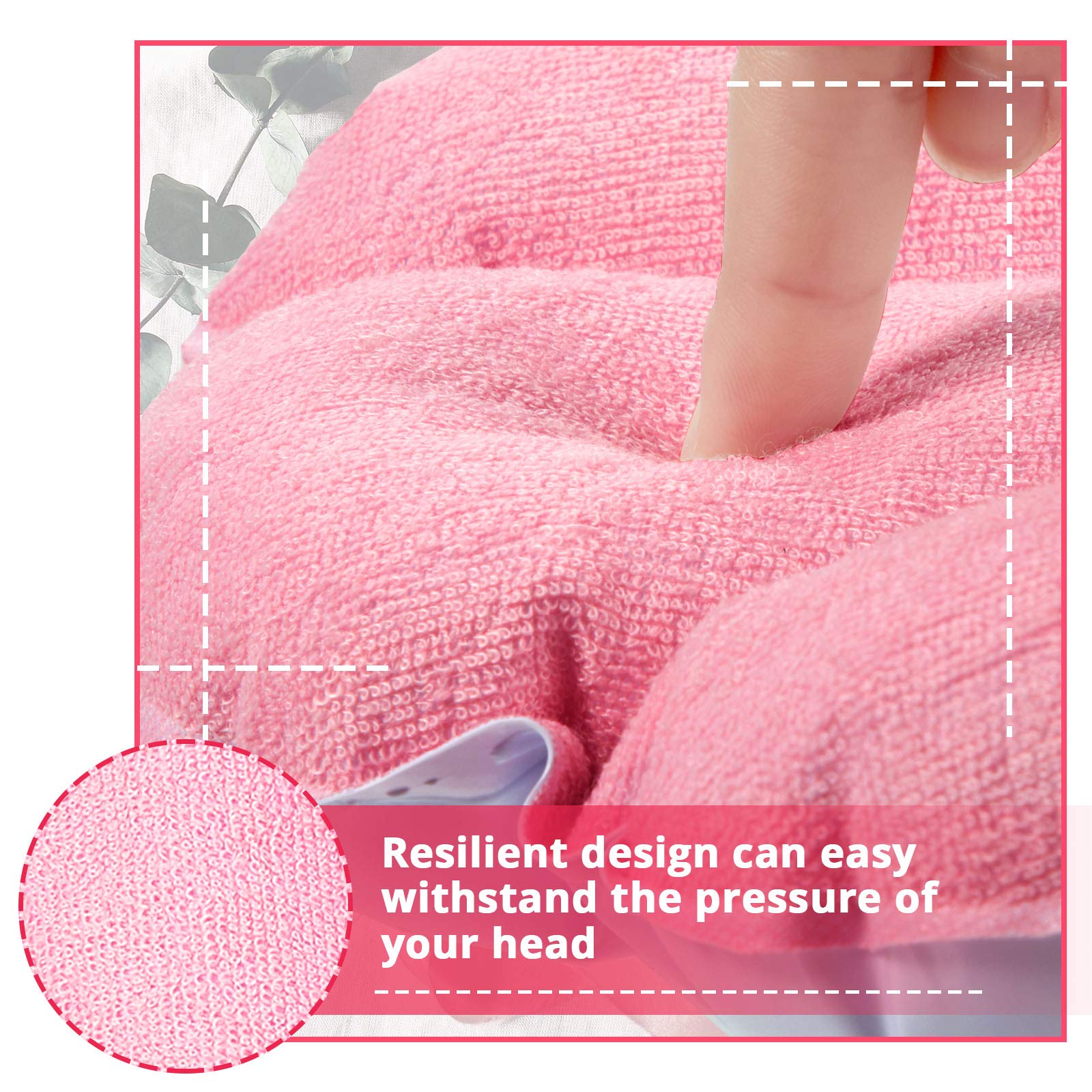 Jetec 3 Pieces Inflatable Bath Pillow with Suction Cups, Terry Cloth Covered Shell Shape Bathtub Spa Pillow Comfortable Soft Cushion, Neck Support(Pink, Blue, White)