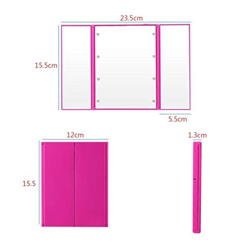 FQYYDD Illuminated Makeup Mirror Portable Three-Fold Led Makeup Mirror 1Pc