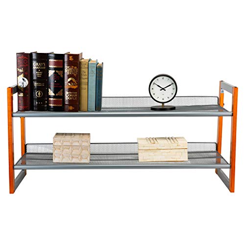 Organize It All Stackable Shoe Storage Rack | Dimensions: 12.75 x 35.25 x 33.46 inches | 4 Shelves | Holds 16 Pairs | Freestanding | Space Saver | Durable | Home Organization | Grey