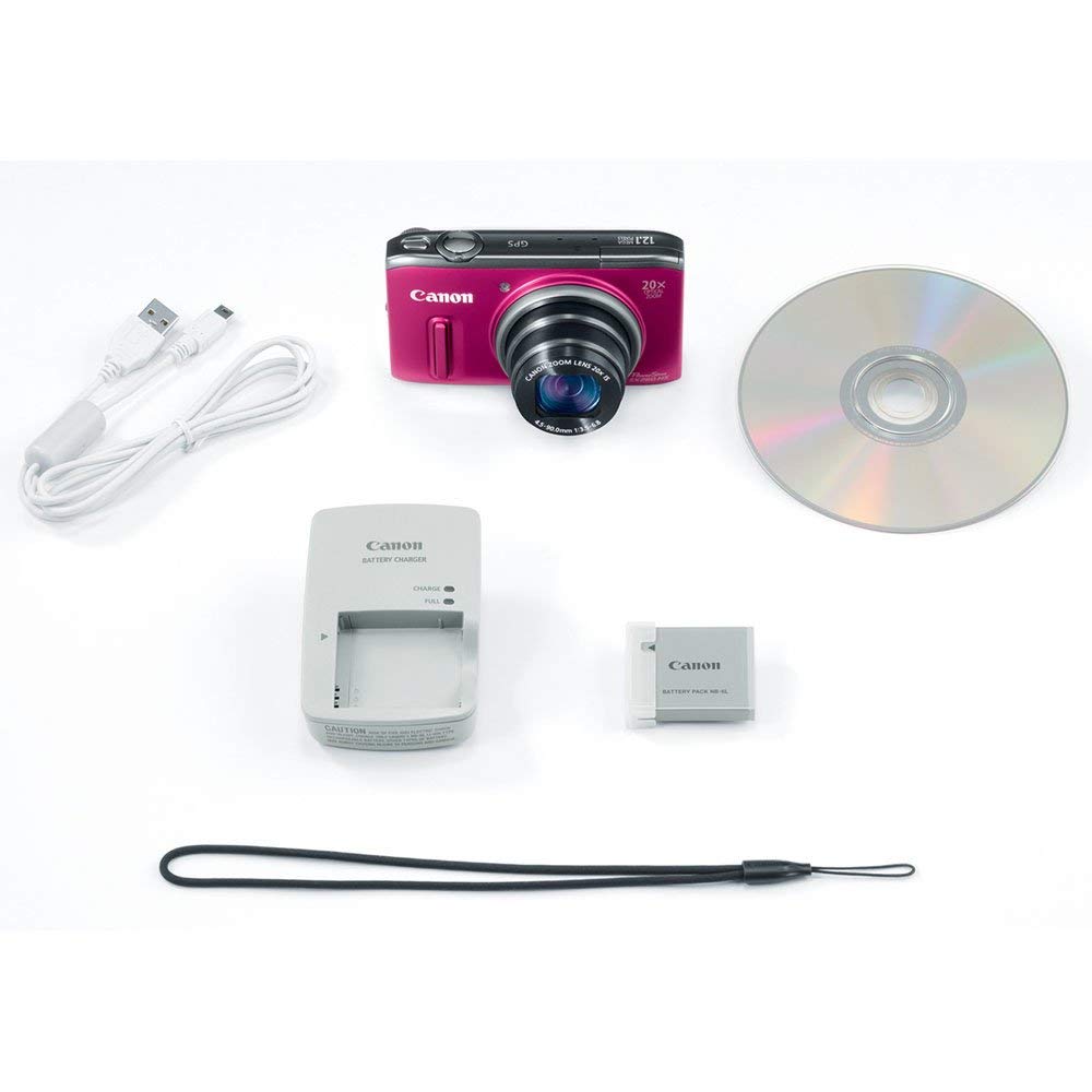 Canon PowerShot SX260 HS 12.1 MP CMOS Digital Camera with 20x Image Stabilized Zoom 25mm Wide-Angle Optical Lens and 1080p HD Video (Red)