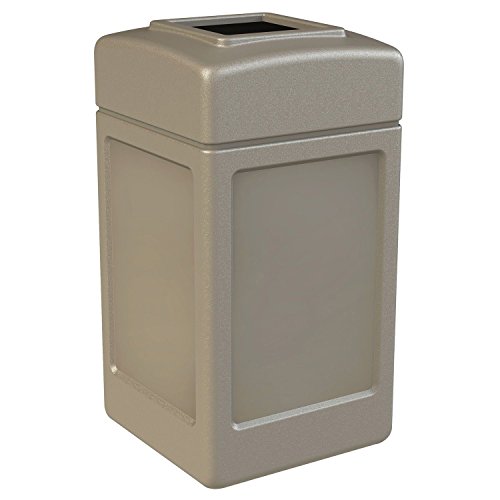 Commercial Zone Square Waste Receptacle, 42 Gallon, Gray