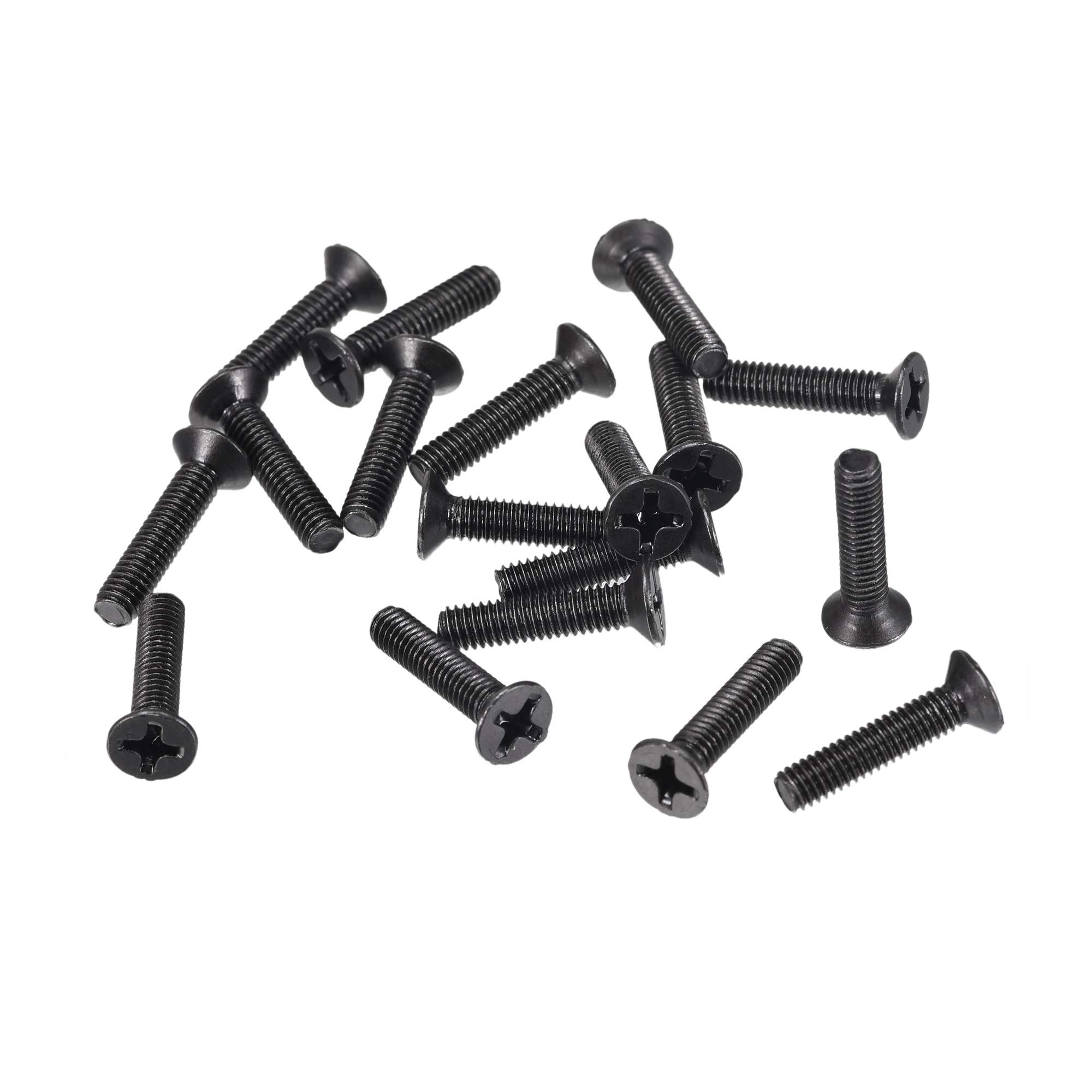 uxcell M3.5 x 16mm Phillips Screw Fastener Black for Laptop PC TV Fan Switch 200pcs