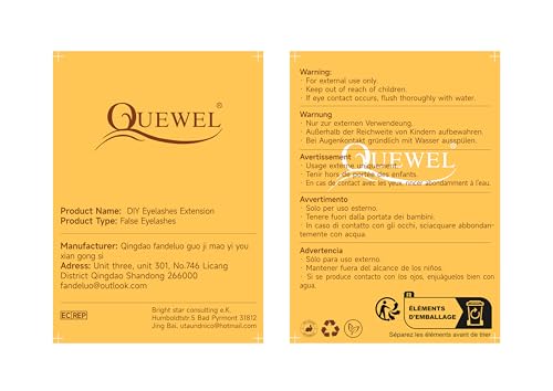 QUEWEL Volume Eyelash Extensions | 0.03-0.12mm | C/CC/D/DD Curl | 8-25mm Length | Easy Fan 2D-20D Self Fanning Volume Lashes 0.07D Mix-8-15mm Long Lasting Blooming Lashes(0.07D Mix8-15)