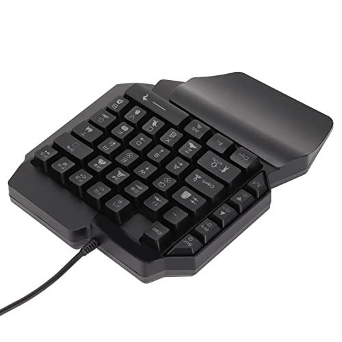 Acogedor One Hand RGB Gaming Keyboard, USB Wired 39 Keys LED Luminous Ergonomic Mechanical Feeling Keyboard with Anti Slip Pad, Plug and Play