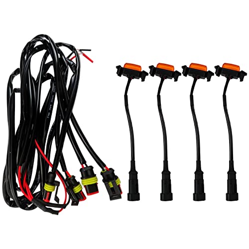 4Pcs Amber Lens LED Grill Mount Assemblies and Wiring Harness Compatible for 2016-2021 Toyota Tacoma SR5 Extended Cab Pickup 4-Door US SHIP