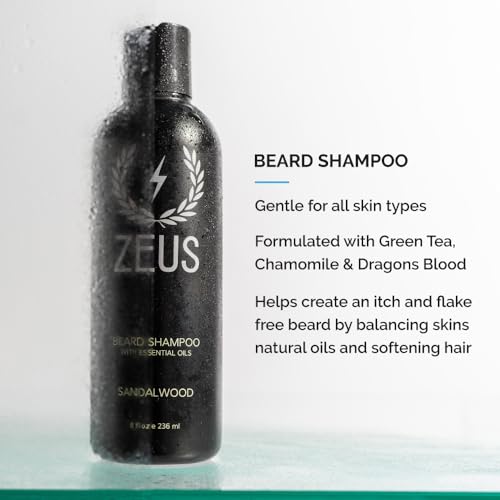 ZEUS Beard Starter Kit for Thick Beards, Natural Beard Shampoo, Beard Conditioner & Premium Refined Beard Oil (Verbena Lime) MADE IN USA