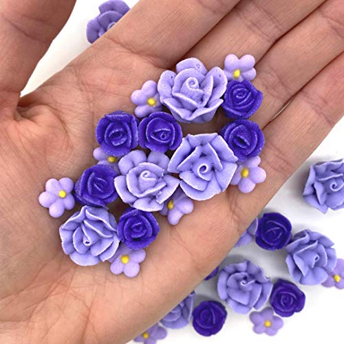 30 Violet Icing Flowers | Small Purple Flowers | Edible Roses| Lavender | Edible Flowers | Icing Flowers | Icing Roses | 4 oz. 8oz. 16 oz. 24 oz. | Bulk Sprinkles | Simply Sucré