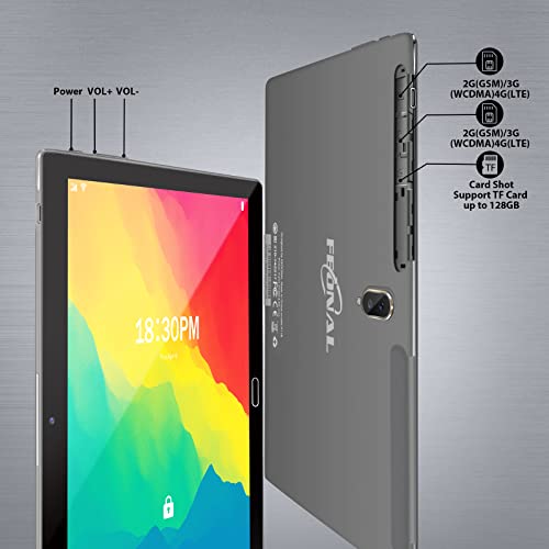 Android 11 Tablet, 2 in 1 Tablet 10.1 inch, 4G Cellular Tablet with Keyboard, Octa-Core, 64GB Storage, 4GB RAM, Mouse, Stylus, Case, Support Dual Sim Card, 13MP Camera, WiFi, Bluetooth, GPS (Gray)