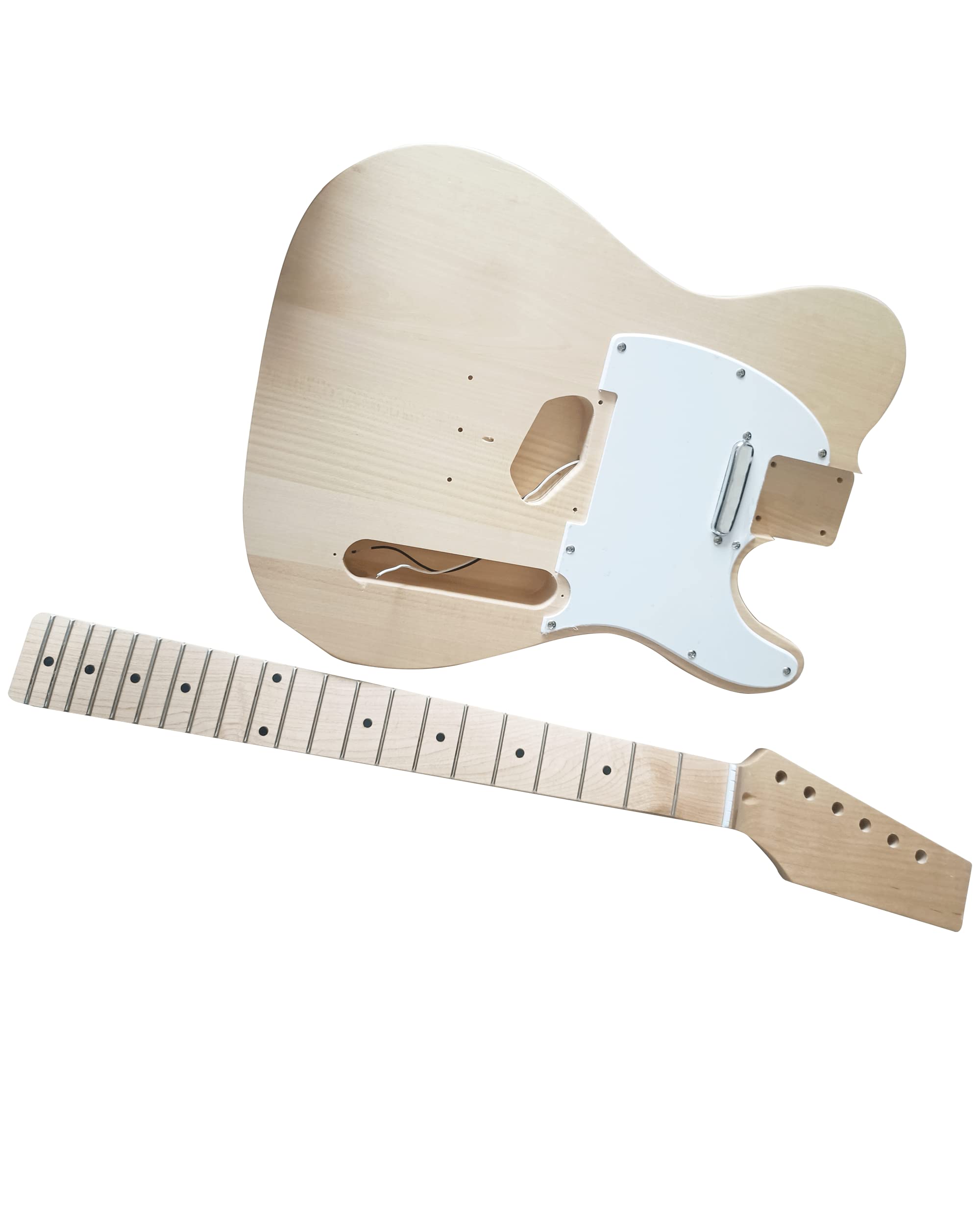 HENGYEE DIY Electric Guitar Kits Tele Style Beginner Kits 6 String Right Handed with Basswood Body Hard Maple Neck Maple Fretboard Chrome Hardware Build Your Own Guitar