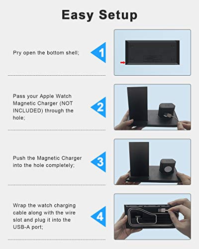 Wireless Charger - NANAMI 3 in 1 Fast Wireless Charging Station for Apple Watch Series 5/4/3/2/1,AirPods Pro, iPhone 15/14/13/12/11/XS/XR/X,Galaxy S24/S23/S22/S21/S20/S10/S9/Note 20(with 18W Adapter)