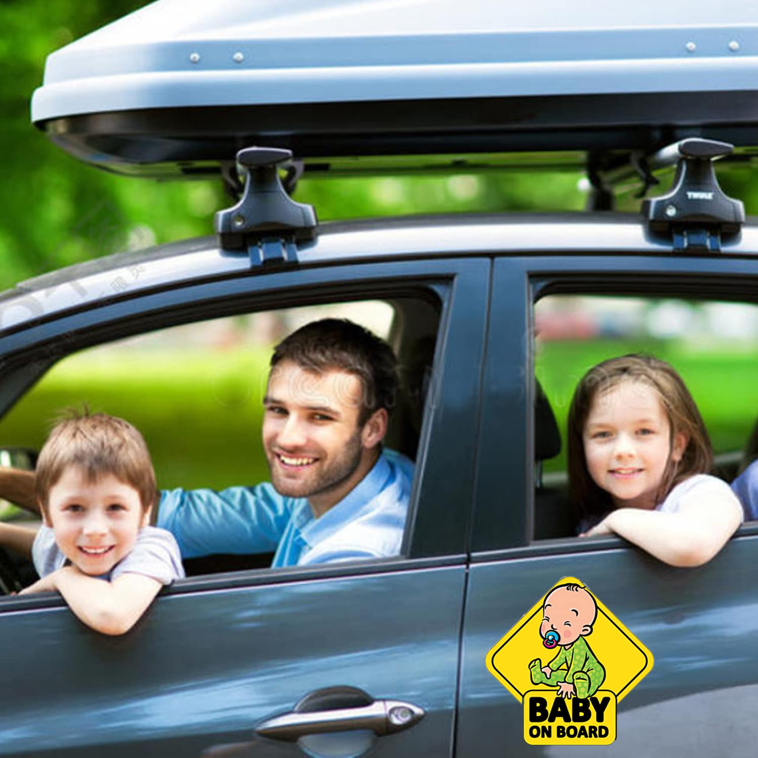 4 Pack Baby On The Car Sign Stickers,PET Material Stickers,Easy to Apply and Remove Handicap Stickers 5.5inchX5.5inch