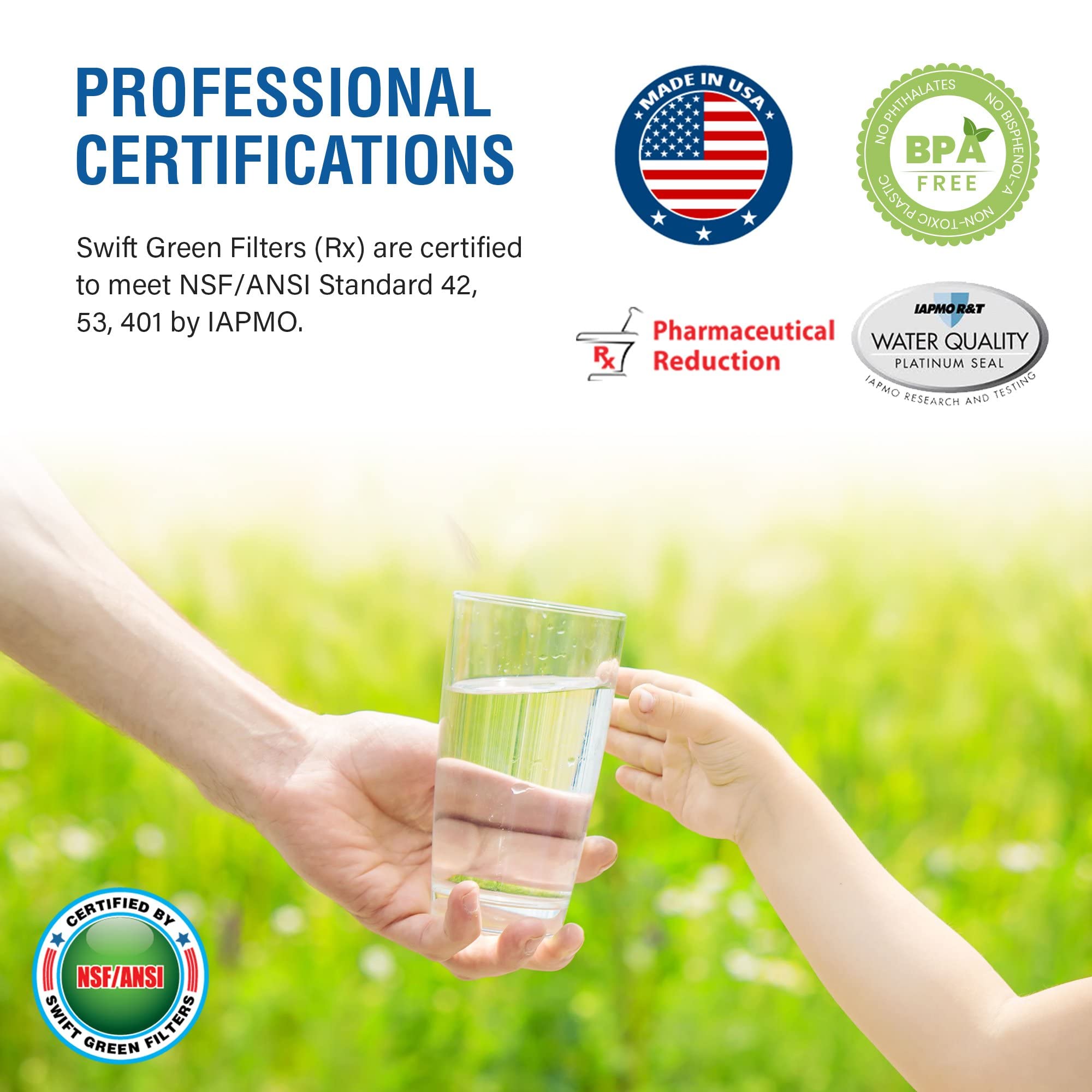 Swift Green Filters SGF-W10 Rx Compatible Refrigerator Water Filter for 4396701, EDR6D1, FILTER 6, 46-9915, CLCH125, EFF-6001A, Made in USA (3 Pack)