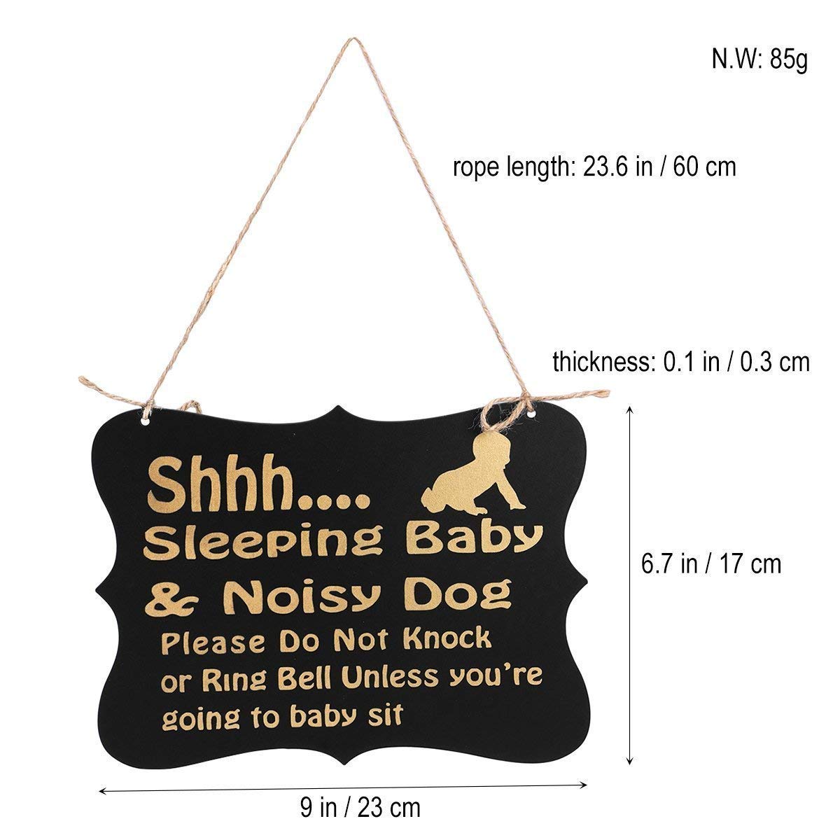 BinaryABC Baby Sleeping Sign ,Baby Do Not Disturb Door Hanger Sign,Baby Room Decorative Wooden Plaques