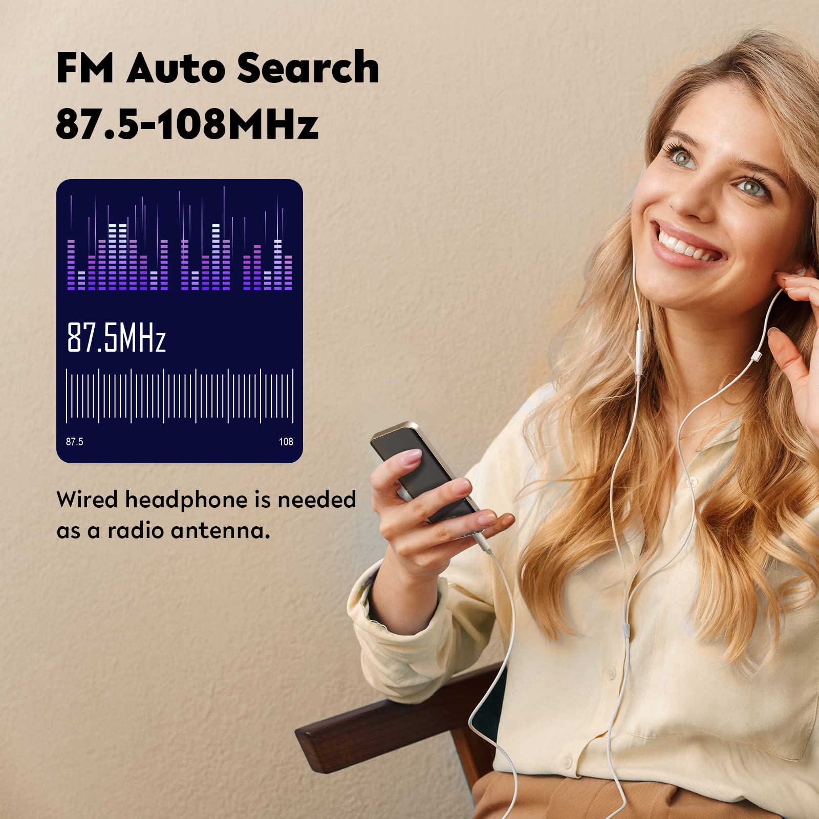 64GB MP3 Player with Bluetooth 5.3, AGPTEK 2.4 inch Screen Portable Music Player with Speaker, FM Radio, Voice Recorder, Real Built-in 64GB, Supports Expanded Up to 128GB