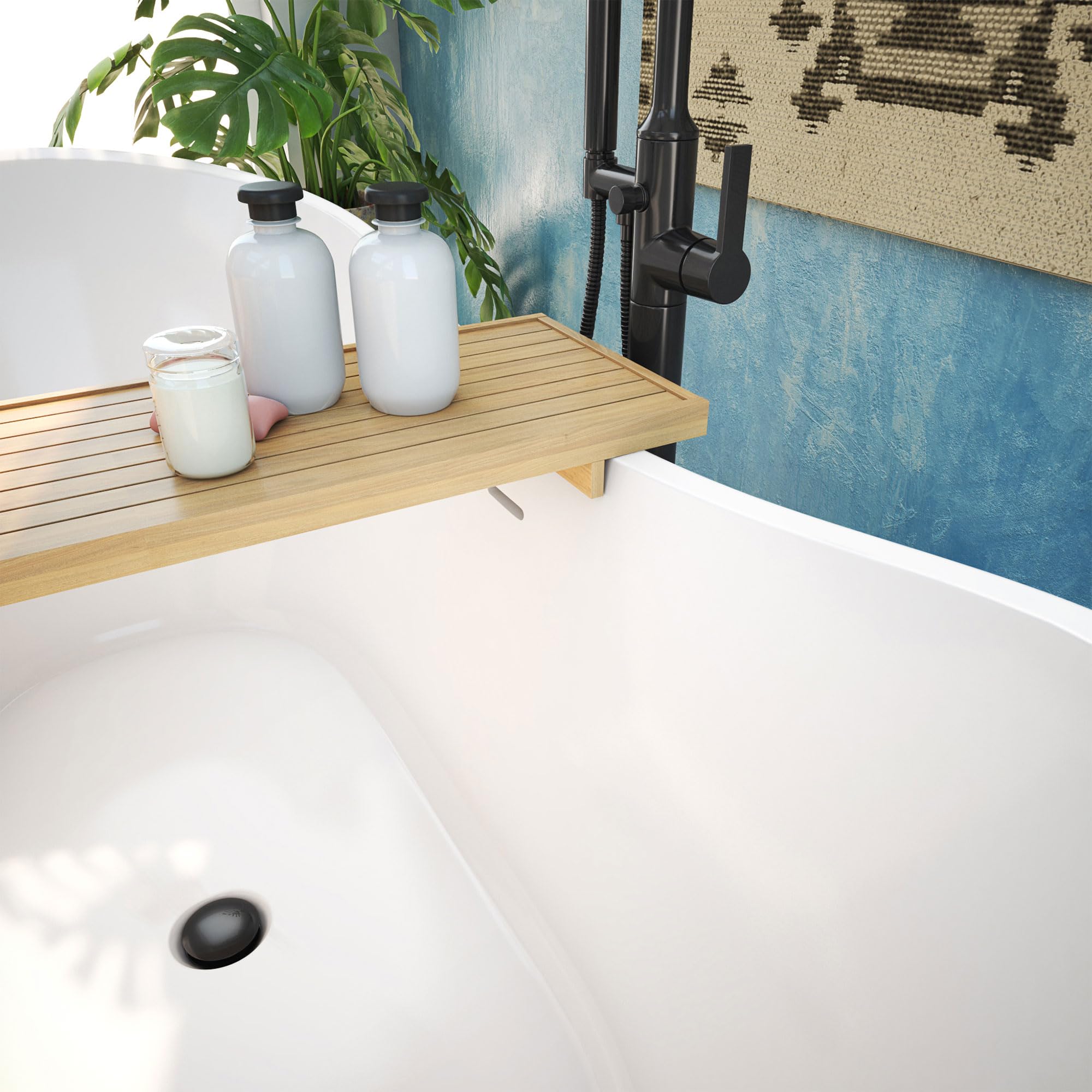 DreamLine Nile 59 in. L x 28 in. H Acrylic Freestanding Bathtub with Matte Black Finish