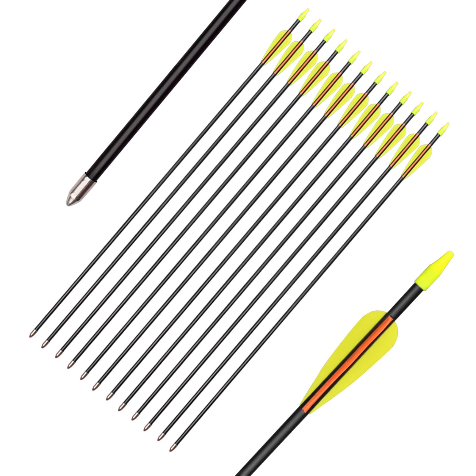 28'' Fiberglass Arrows Archery Target Arrow Practice Shooting Practice Target for Professional Youth Archery Recurve Bow Shooter(Pack of 12)