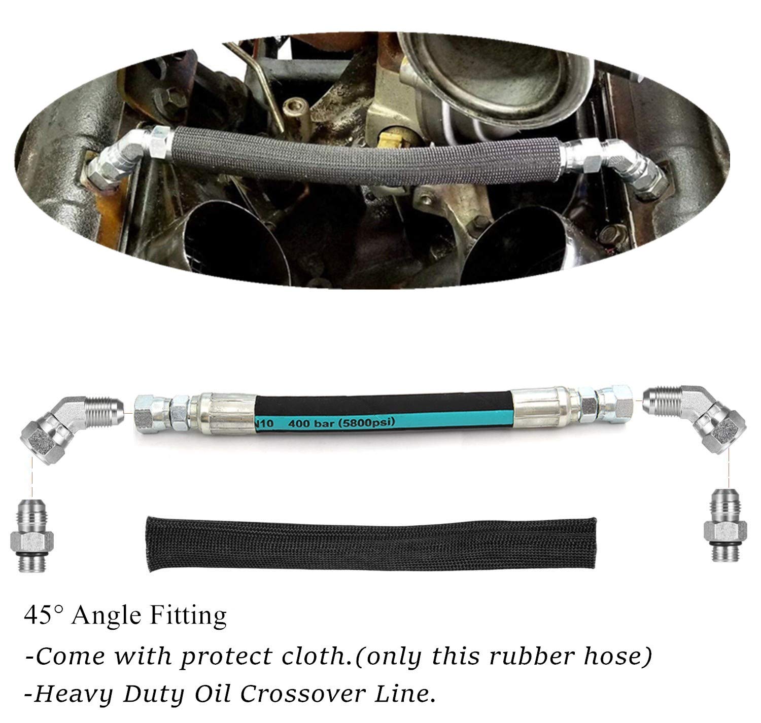 7.3L High Pressure Oil Pump HPOP Hoses Lines Kit & Crossover Engine Oil Pumps Compatible with Ford Powerstroke 1999-2003