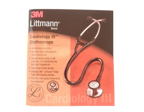 3M Littmann Cardiology III Stethoscope, Rainbow-Finish Chestpiece, Black Tube, 27 inch, 3152RBW