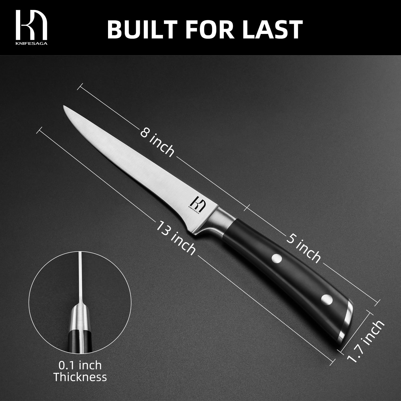 KnifeSaga Boning Knife 6 inch for kitchen, Japanese Razor Sharp Fillet Knife High Carbon Stainless Steel, Professional Meat Cutting Knife with Ergonomic Handle, Time-saving Deboning Knife