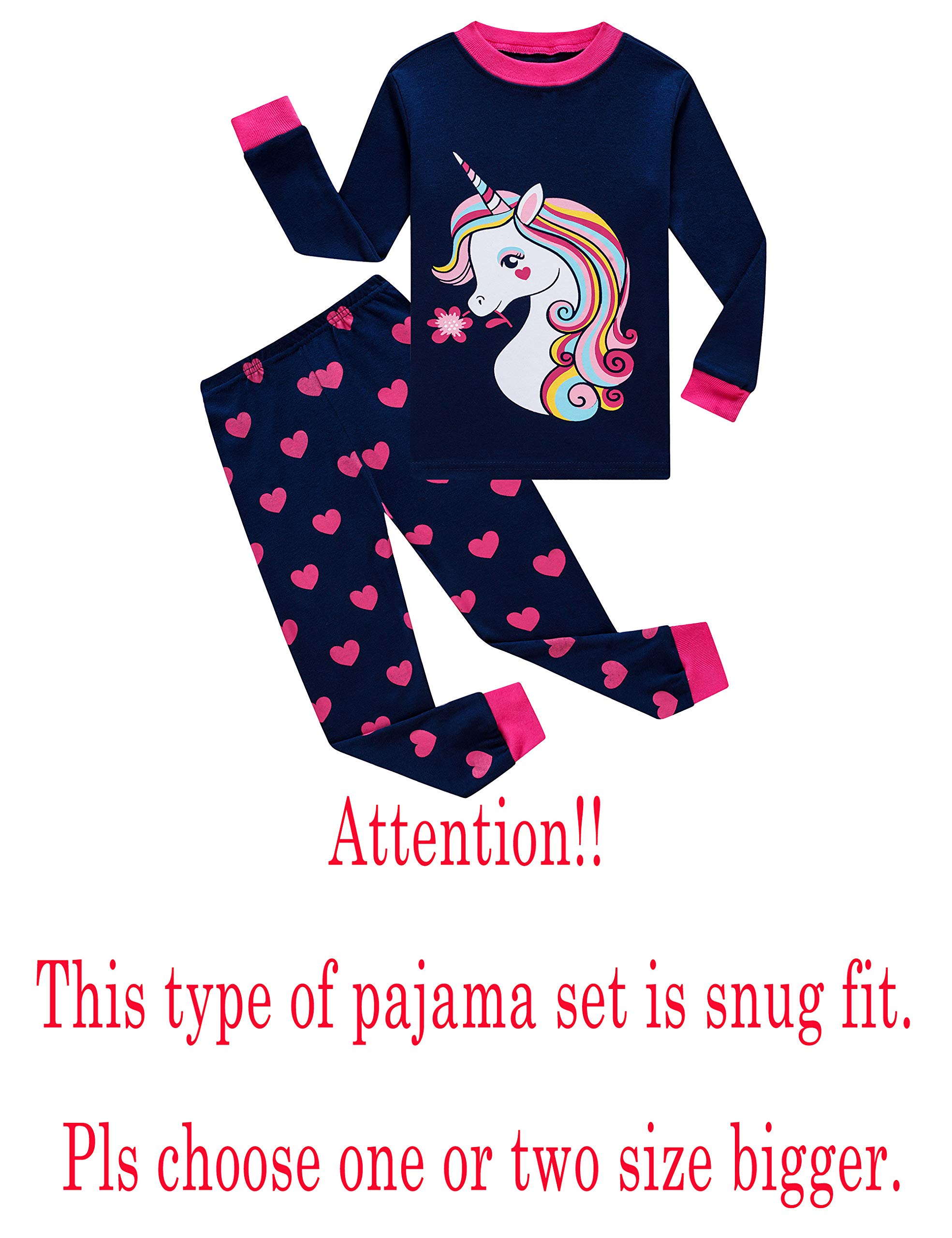 Unicorn Little Girls Pajamas for Kids 100% Cotton Pjs Size 5