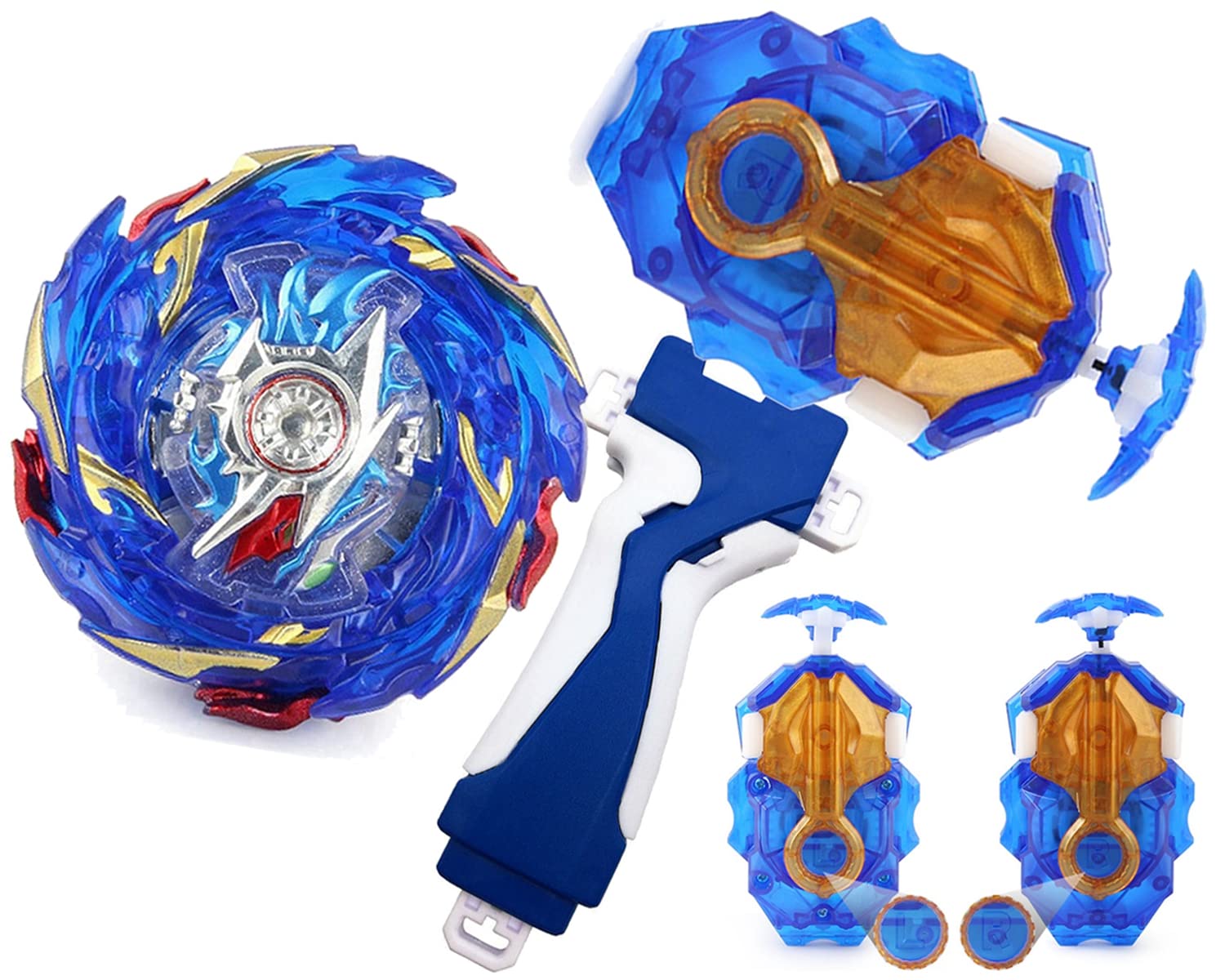 CombatGyro B-184 Launcher Bay Blades Toy Super King Booster B-174 Helios Volcano Starter Set LR Launcher Grip Metal Fusion God Bey Battling Tops Burst Gaming Toy Gift for Boys Age 4-7 8-12+