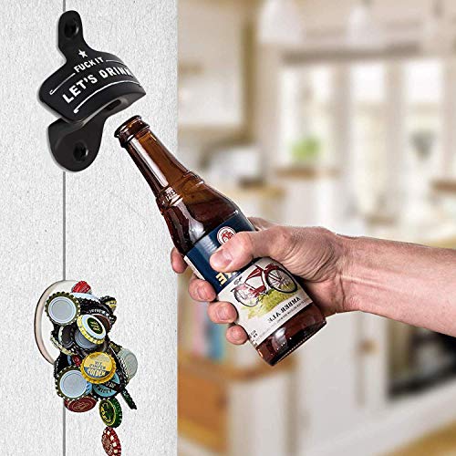 Bottle Opener Wall Mounted, Christmas Funny Wall Mount Bottle Opener for Men Dad Beer Lovers,Novelty Birthday Fathers Day with Mounting Screws Wall Anchors(1 Pack)
