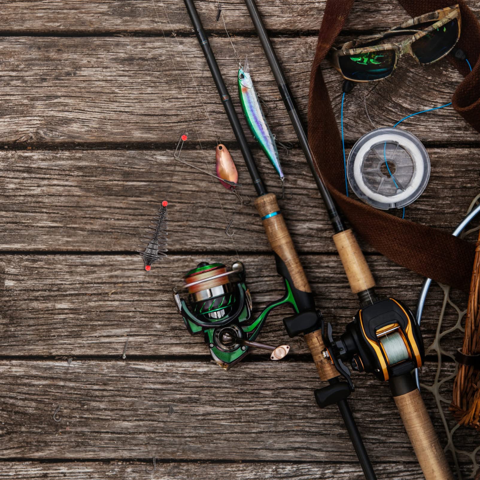 4Pcs Carp rig Fishing Bait Holder Cage,Copper Spring Lure Feeder Basket with Hooks Fishing Tackle Kit