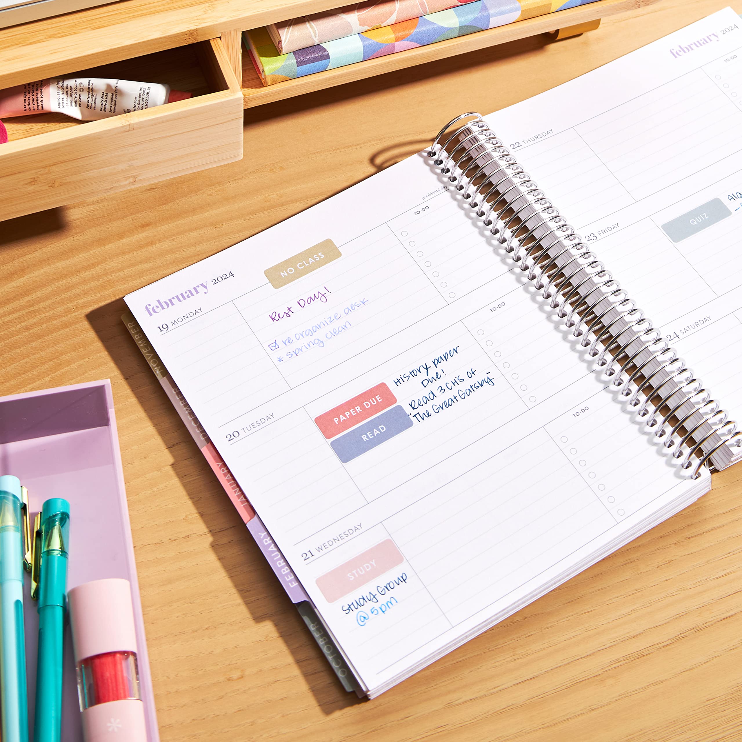 7" x 9" Academic 12 Month Planner Spiral Bound (July 2023 - June 2024) - Astrology Cover + Colorful Cosmos Theme. Pages for Class Schedule, Projects & Exams. 80 lb. Thick Paper - Erin Condren