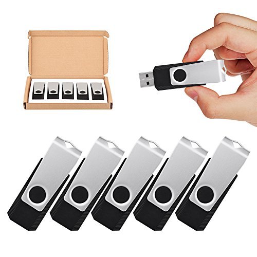 TOPESEL USB Flash Drive 5 Pack 64GB USB Storage Flash Drives, Memory Stick Jump Drive USB Drive Thumb Drives for PC laptops, Tablets, TVs, car Audio (64G, 5PCS, Black)