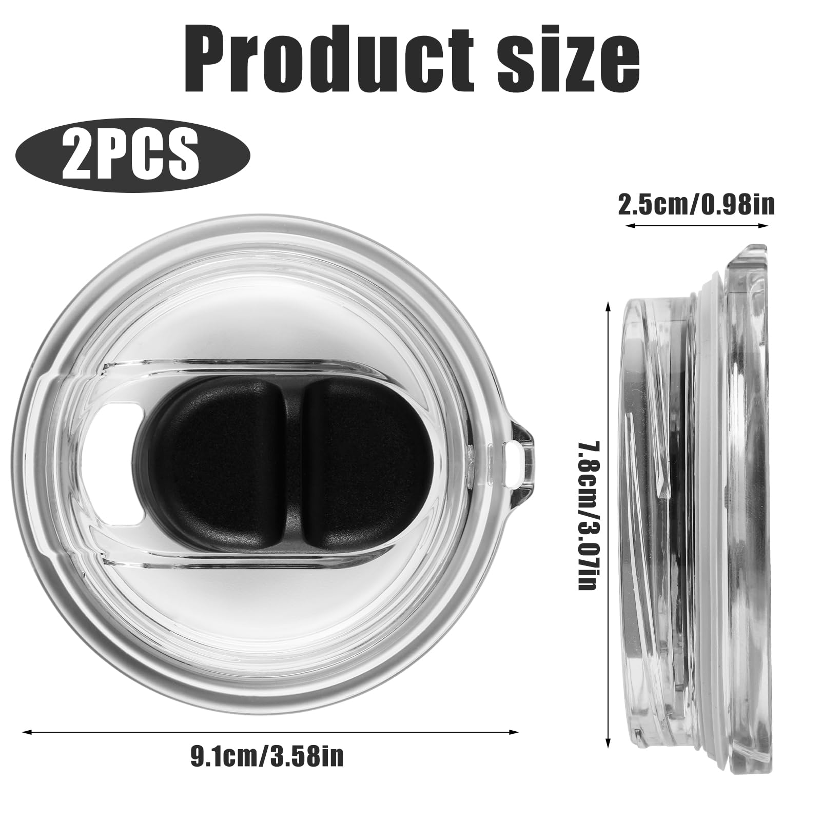 2pcs Replacement Lids Compatible with Yeti, Reusable Top Replacement for Yeti Rambler 20 oz Travel Mug Caps Replacement, Spill Proof Tumbler Cover