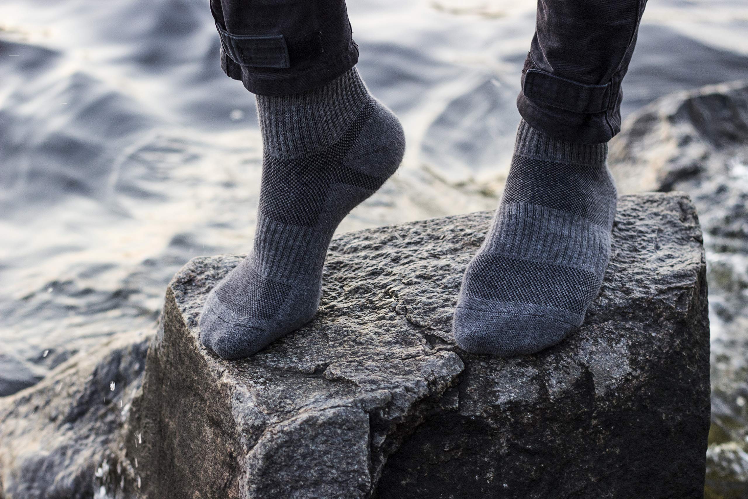 281Z Military Cotton Micro Crew Boot Socks - Cushioned Sole - Moisture Wicking - Odor Resistant - Hiking Trekking Outdoor (Dark Grey X-Small 4 Pairs)