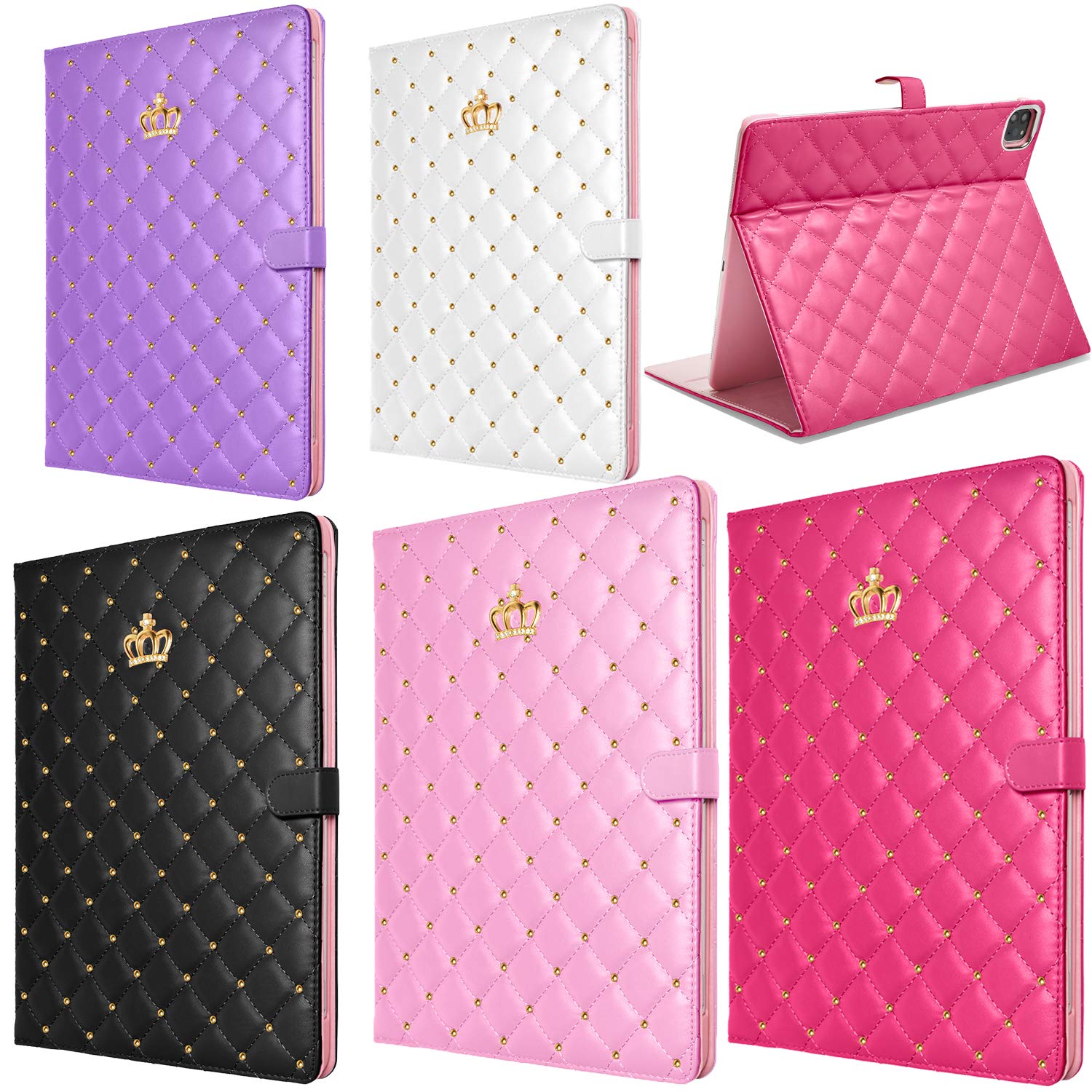Topwin Crown Case for iPad Air 11'', iPad Pro 11 inch - Bling Diamond PU Leather Smart Auto Sleep/Wake (Purple)