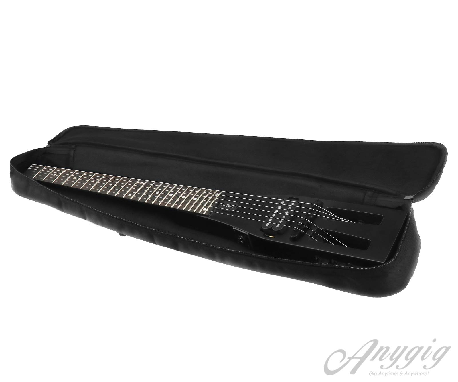 Anygig Electric Guitar Practice Portable Travel 82CM 1.6KG Black Matte 25.5" Full Scale with Gigbag Left Handed