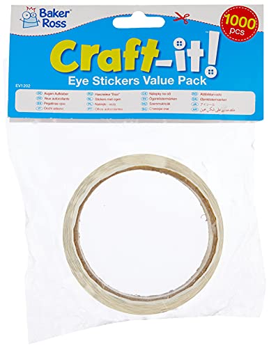 Baker Ross EV1202 Eye Stickers - Pack of 1000, Embellishments for Kids to Add to Arts and Crafts Projects, Stick On Eyes, Black & White