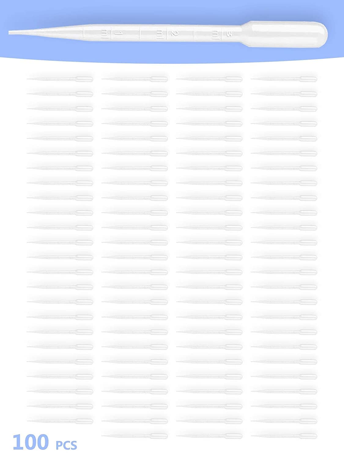300PCS Disposable Plastic Transfer Pipettes Graduated Eye Dropper Suitable for Essential Oil Science Laboratory 3 ml