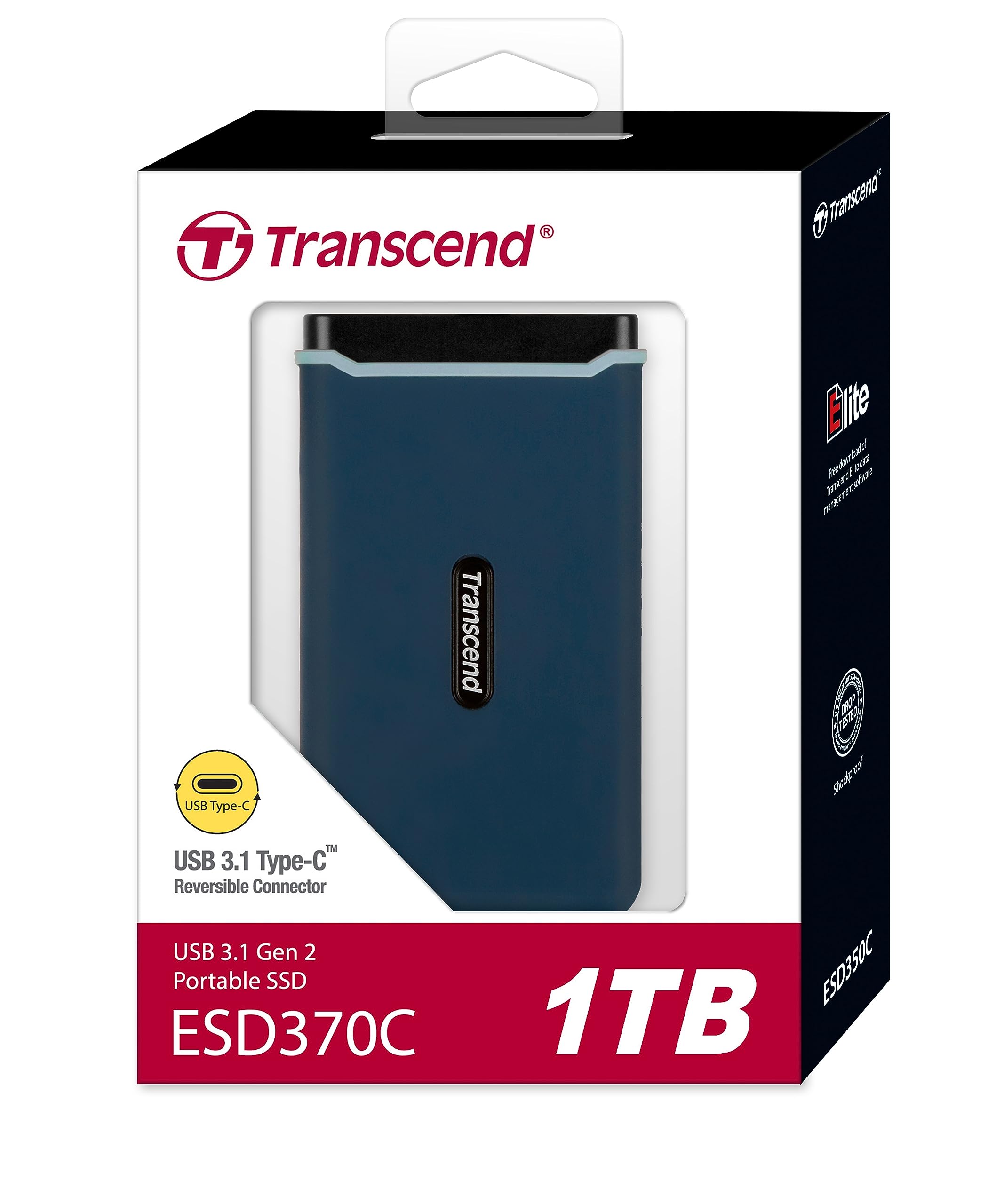 Transcend TS1TESD370C 1TB USB 3.1 Gen 2 USB Type-C ESD370C Portable, Rugged Solid State Drive