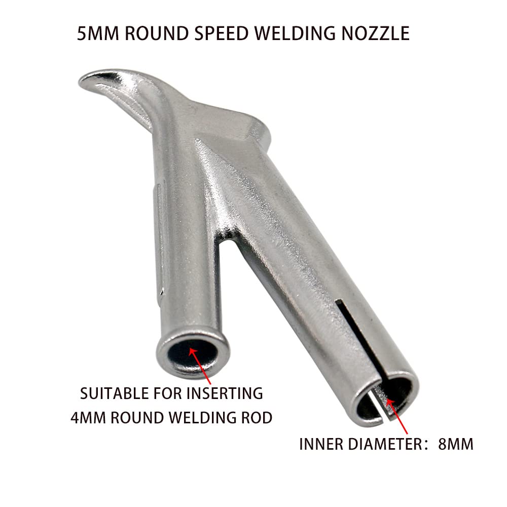 6pcs Triangular Round Speed Welding Nozzle Tacking Nozzle Push Fit 5mm Standard Welder Tip for PVC Hot Air Gun Plastic Heat Gun Welding Machine