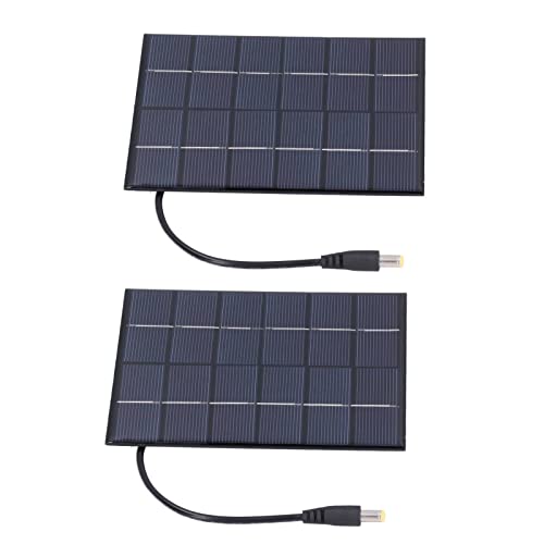 2Pcs Solar Panels Dc5521 2W Solar Energy Battery Charger 3.7V Rechargeable 3.7V Battery Polysilicon 0 330Ma Material 7.5V for 6V Charger Power Short Circuit Voltage Battery
