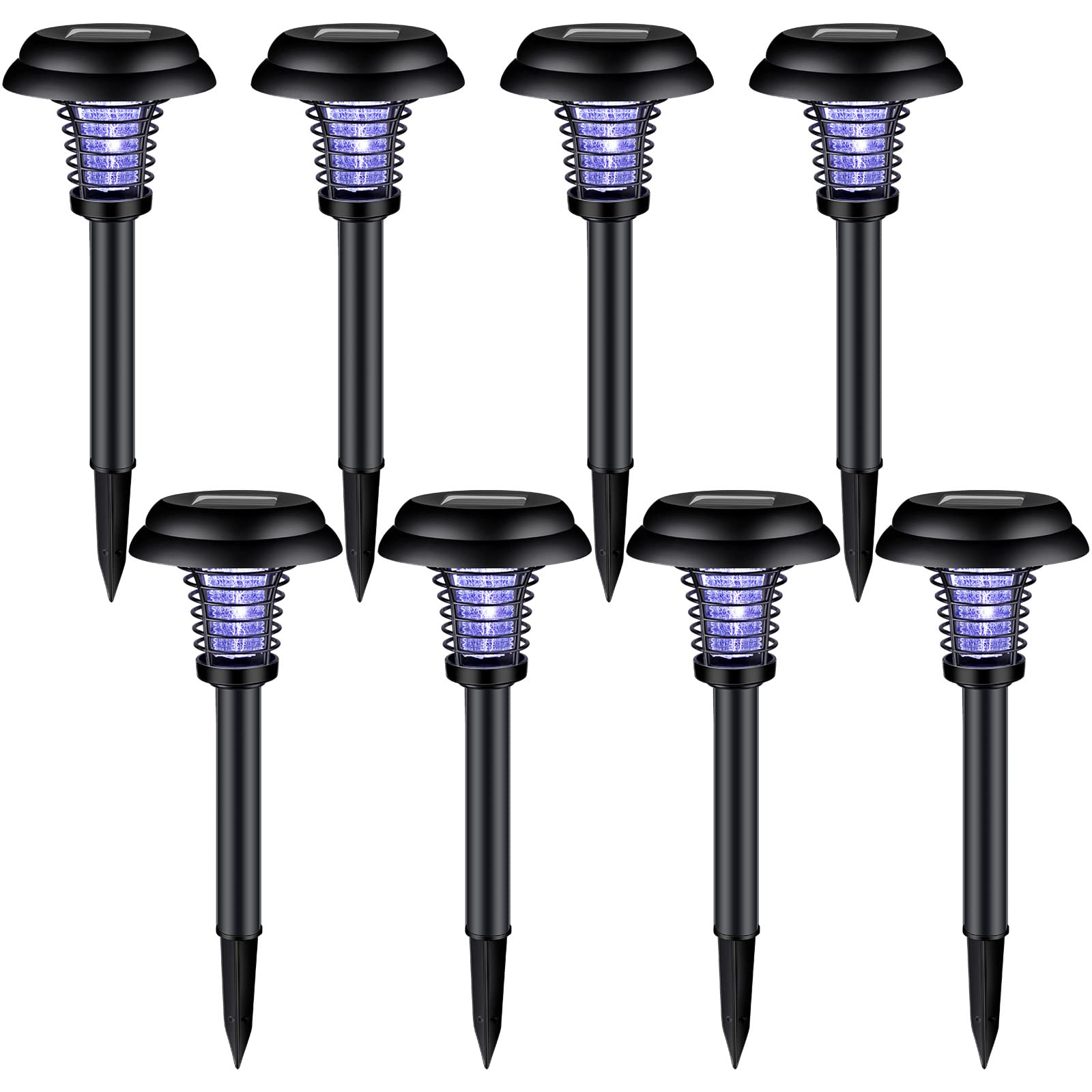 8 Pack 2 in 1 Bug Zapper Outdoor Waterproof Solar Mosquito Killer UV Fly Zapper Ground Plug Light for Home Kitchen Patio Backyard Camping