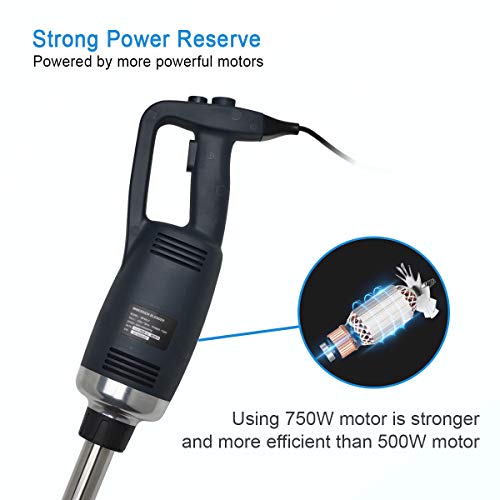 Zz Pro Commercial Electric Big Stix Immersion Blender Hand Held Variable Speed 750 Watt Mixer with 20-Inch Removable Shaft, 50-Gallon Capacity(LW750S20)