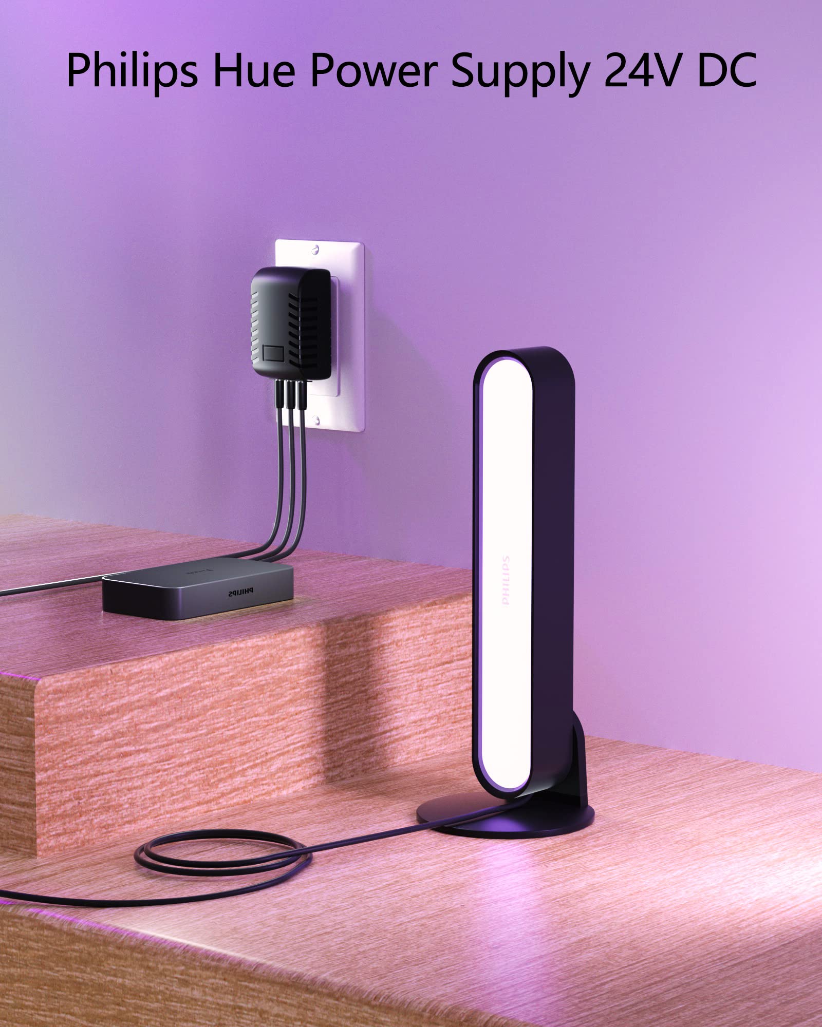 Replacement for Philips Hue Power Supply 24V DC Hue Plug Compatible with Philips Hue Play Bar Smart, Hue Light Strip Plus, Hue HDMI Sync Box, Light Bulb Accessory