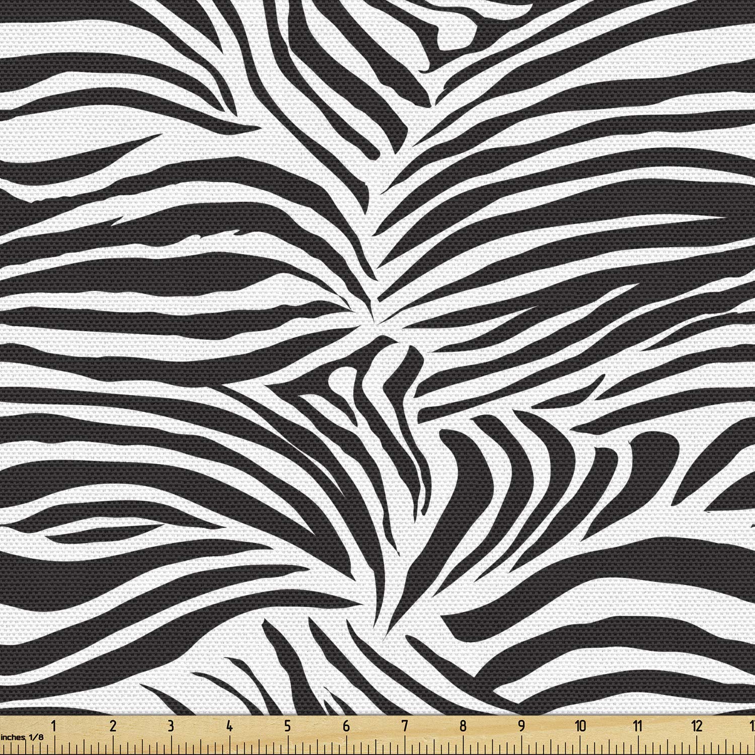 Ambesonne Zebra Print Fabric by The Yard, Striped Zebra Animal Print Nature Wildlife Inspired Simplistic Illustration, Decorative Fabric for Upholstery and Home Accents, 1 Yard, Black and White