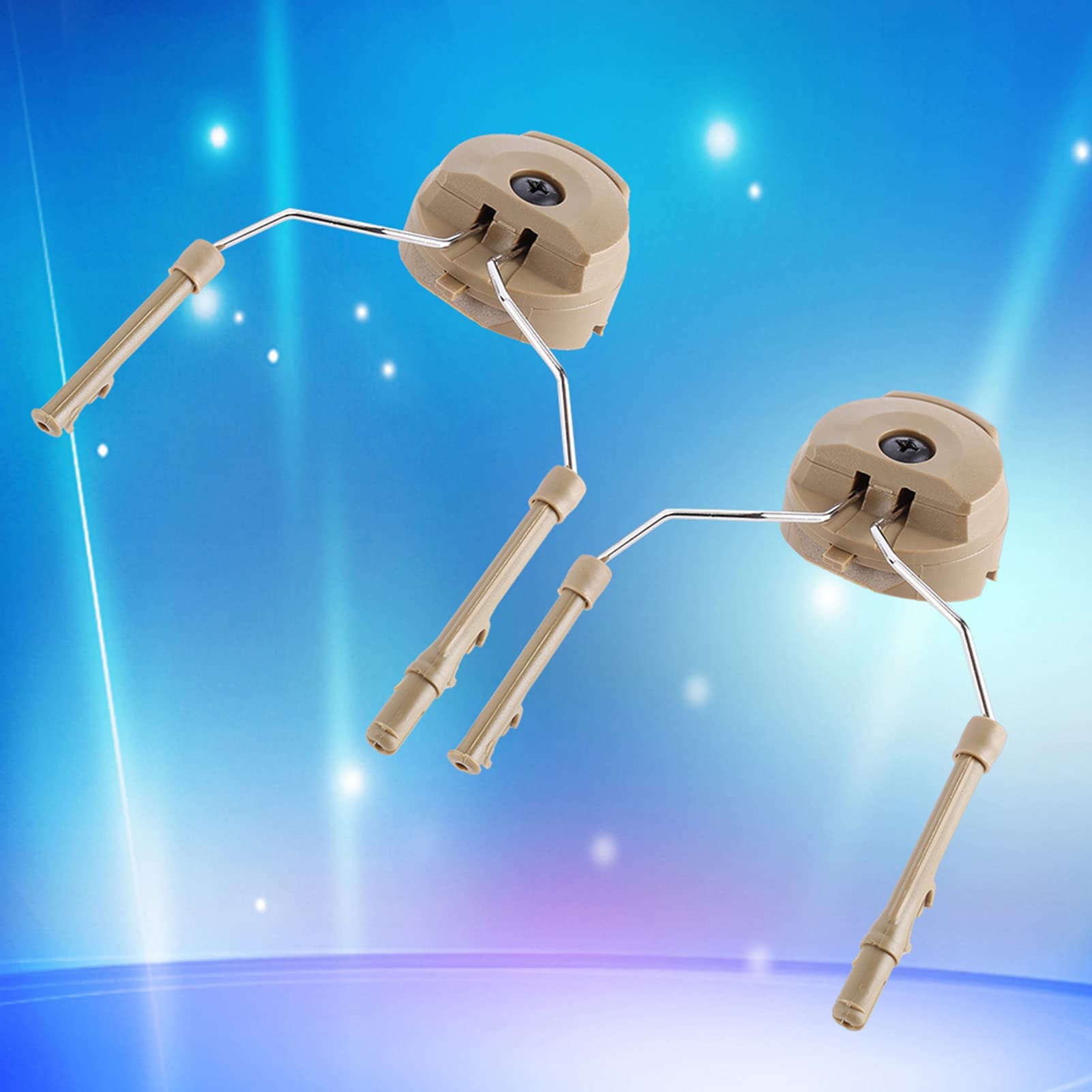 2pcs Helmet Rail Adapter Headset Helmet Adapter Arc Rail Adaptor Suspension Headphones Bracket Hunting Earmuffs Support Left & Right Side Support for Peltor Comtac(Brown)