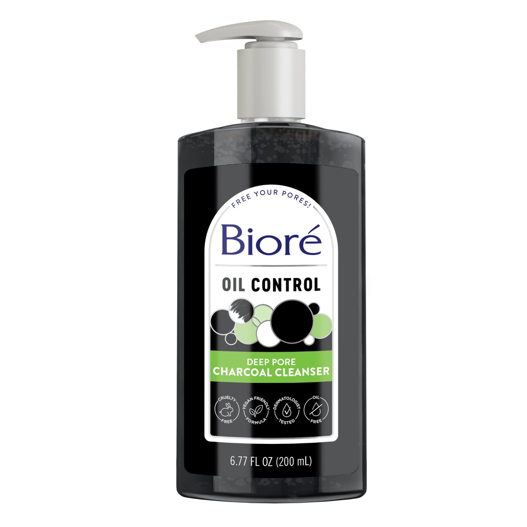 Bioré Deep Pore Charcoal Face Wash, Facial Cleanser for Dirt and Makeup Removal From Oily Skin, 6.77 Ounce