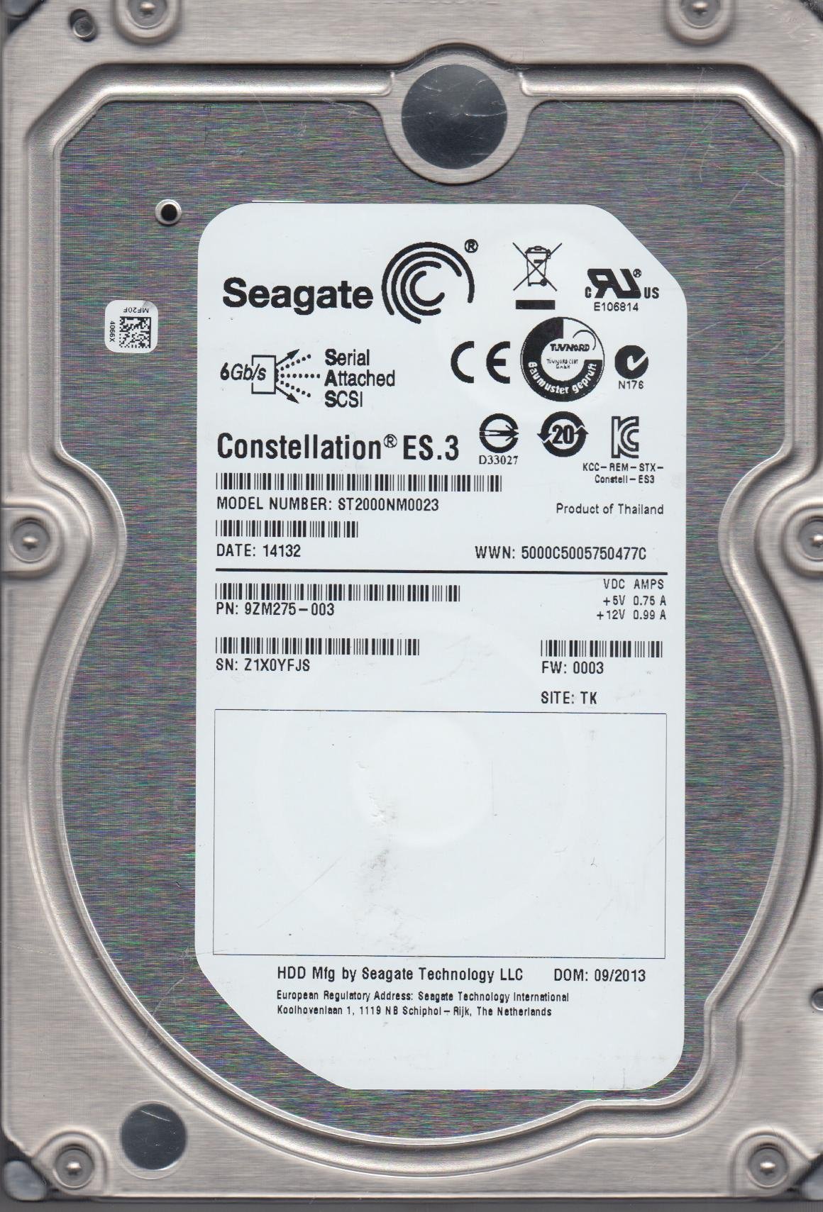 ST2000NM0023, Z1X, TK, PN 9ZM275-003, FW 0003, Seagate 2TB SAS 3.5 Hard Drive (Renewed)
